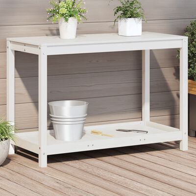 vidaXL Potting Table with Shelf White 108x50x75 cm Solid Wood Pine ...