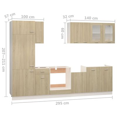 vidaXL 8 Piece Kitchen Cabinet Set Sonoma Oak Engineered Wood | vidaXL ...