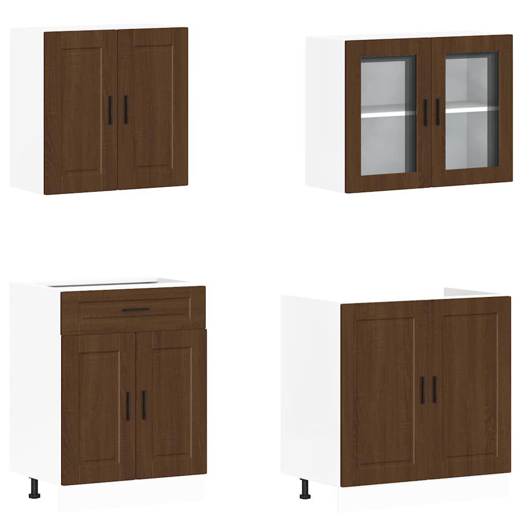 vidaXL 4 Piece Kitchen Cabinet Set Kalmar Brown Oak Engineered Wood ...