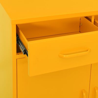 vidaXL Storage Cabinet Mustard Yellow 80x35x101.5 cm Steel | vidaXL.co.uk