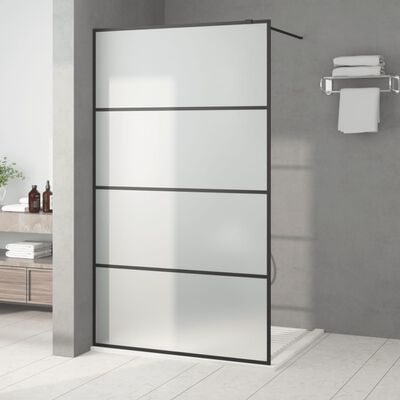 vidaXL Walk-in Shower Wall Black 115x195 cm Frosted ESG Glass | vidaXL ...