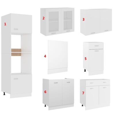 vidaXL 7 Piece Kitchen Cabinet Set White Engineered Wood | vidaXL.co.uk