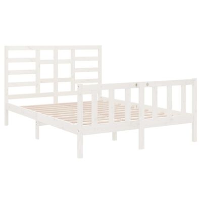 vidaXL Bed Frame White Solid Wood 135x190 cm Double | vidaXL.co.uk