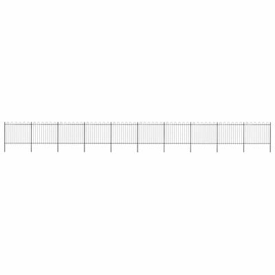vidaXL Garden Fence with Hoop Top Steel 1781,5x150 cm Black (10x144932 ...