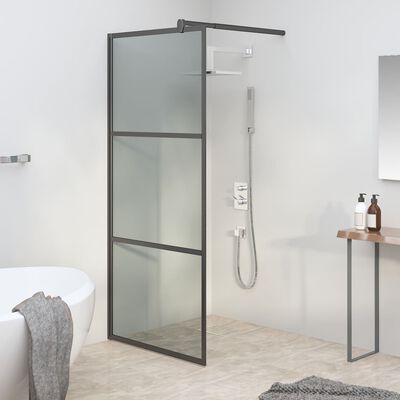 vidaXL Walk-in Shower Wall 90x195cm Dark ESG Glass Black | vidaXL.co.uk