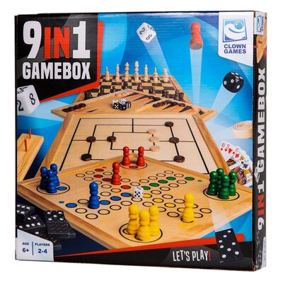 Clown Games 9-in-1 Game Box Wood | vidaXL.co.uk