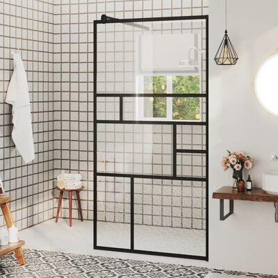 vidaXL Walk-in Shower Wall with Clear ESG Glass 80x195 cm Black ...