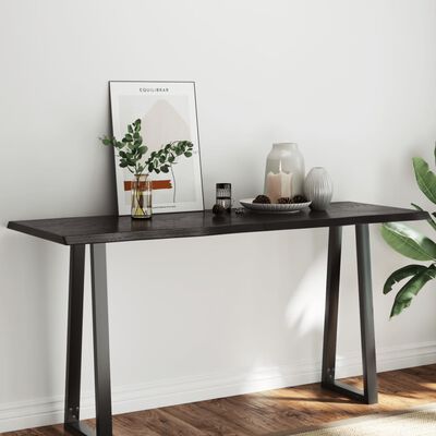 vidaXL Table Top Dark Grey 160x60x4 cm Treated Solid Wood Oak Live Edge ...