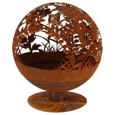 Esschert Design Fire Pit Laser Cut Flowers Rust FF294 | vidaXL.co.uk