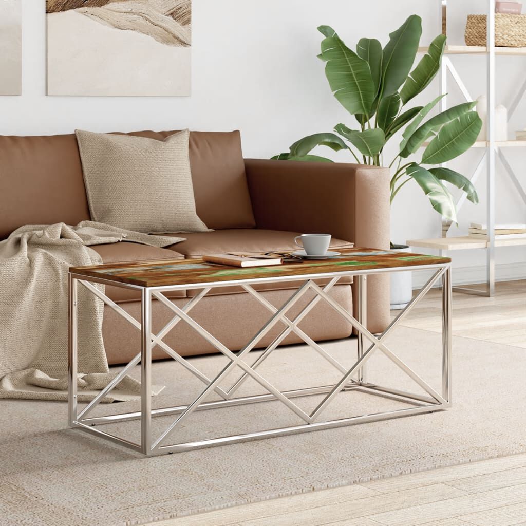 Wood and silver coffee table store