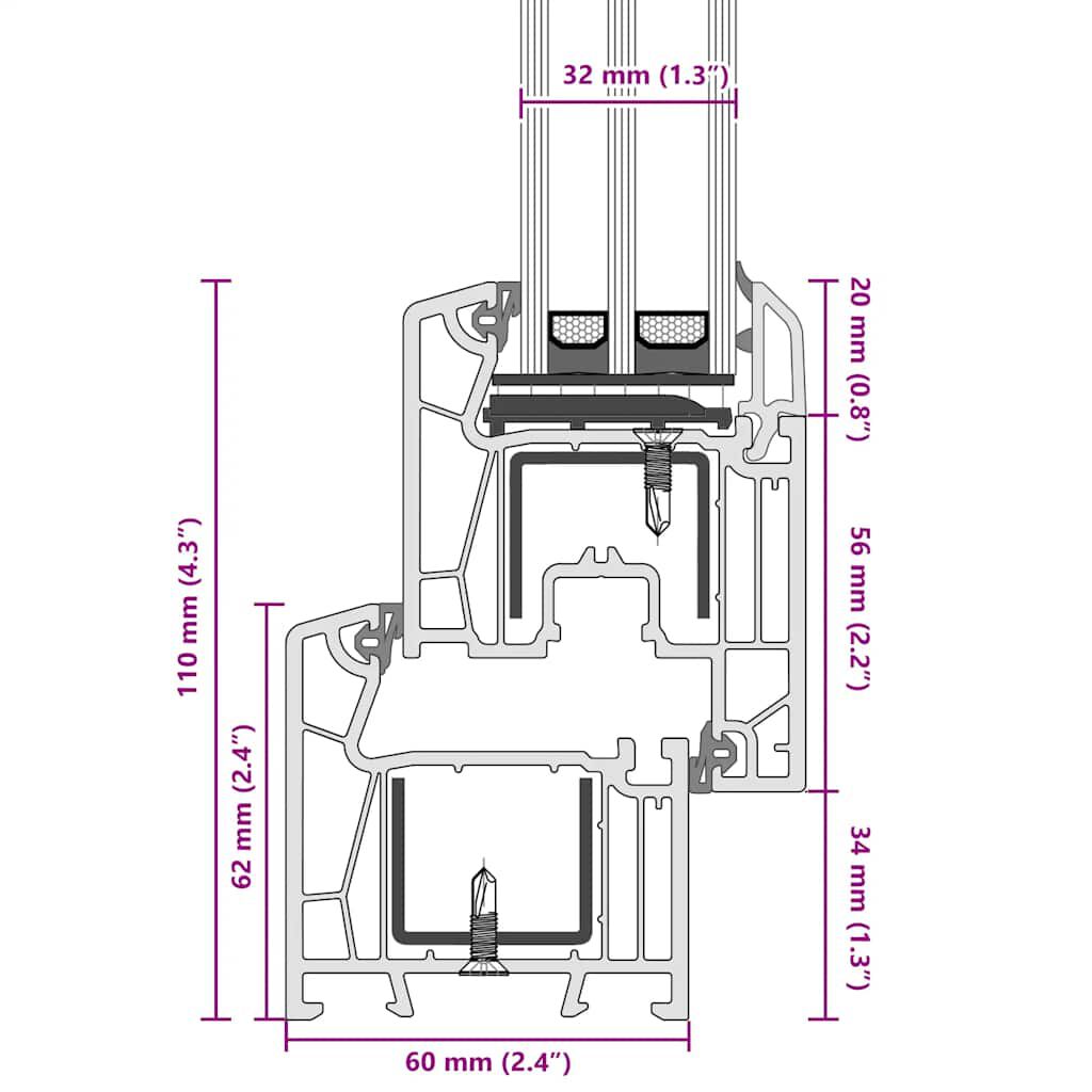 vidaXL Basement Window "RISOR" 120x60 cm Tilt&Turn DIN Right Anthracite ...