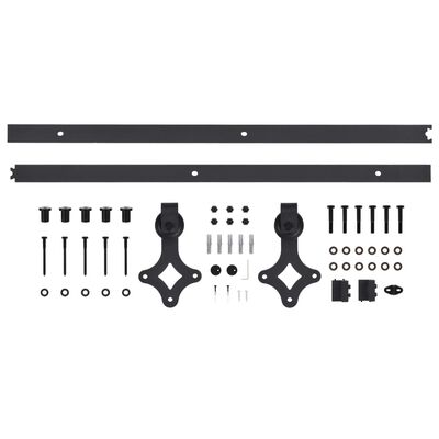 vidaXL Sliding Door SKIEN Hardware Kit 200 cm Steel Black | vidaXL.co.uk