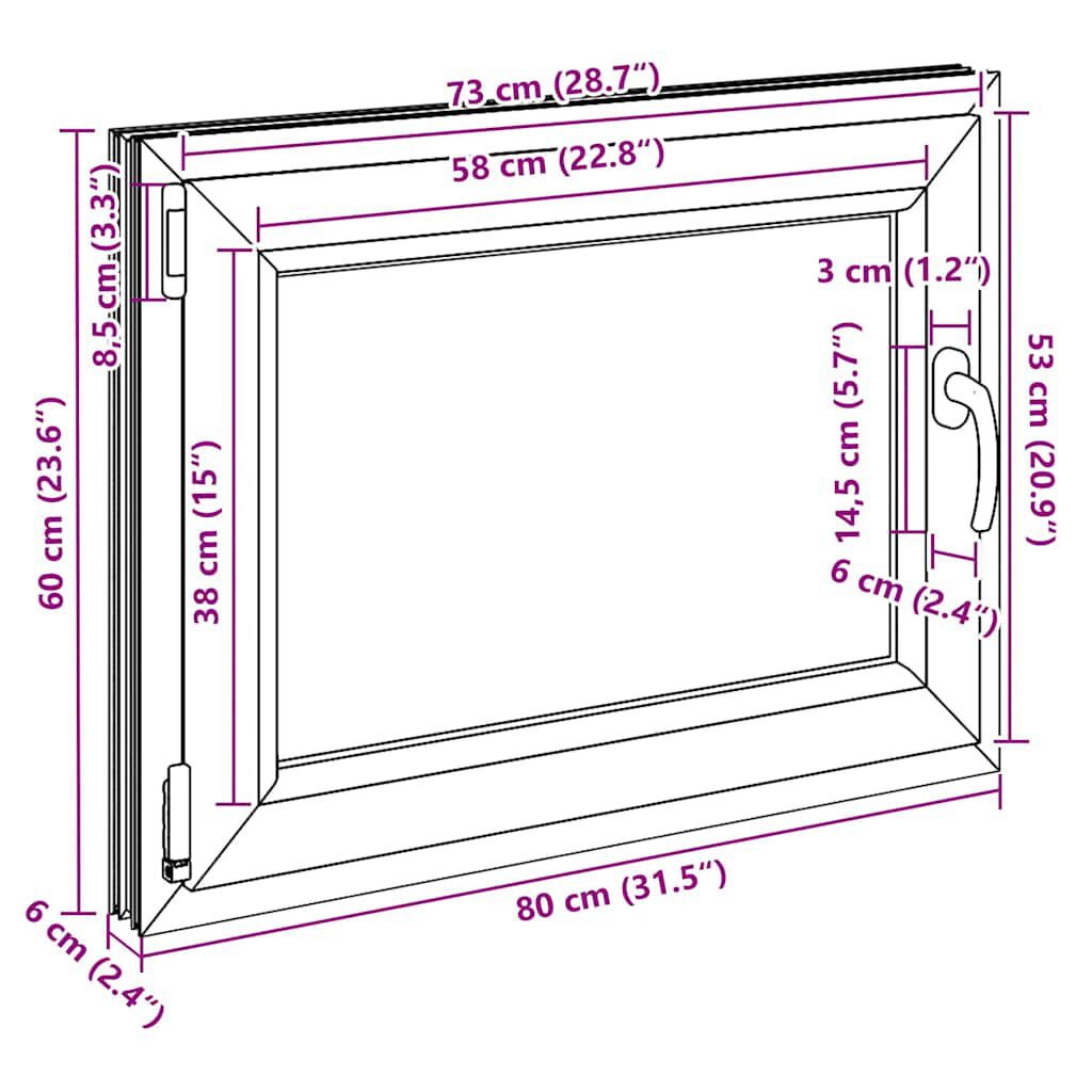 vidaXL Basement Window RISOR 80x60 cm Tilt&Turn DIN Left White | vidaXL ...