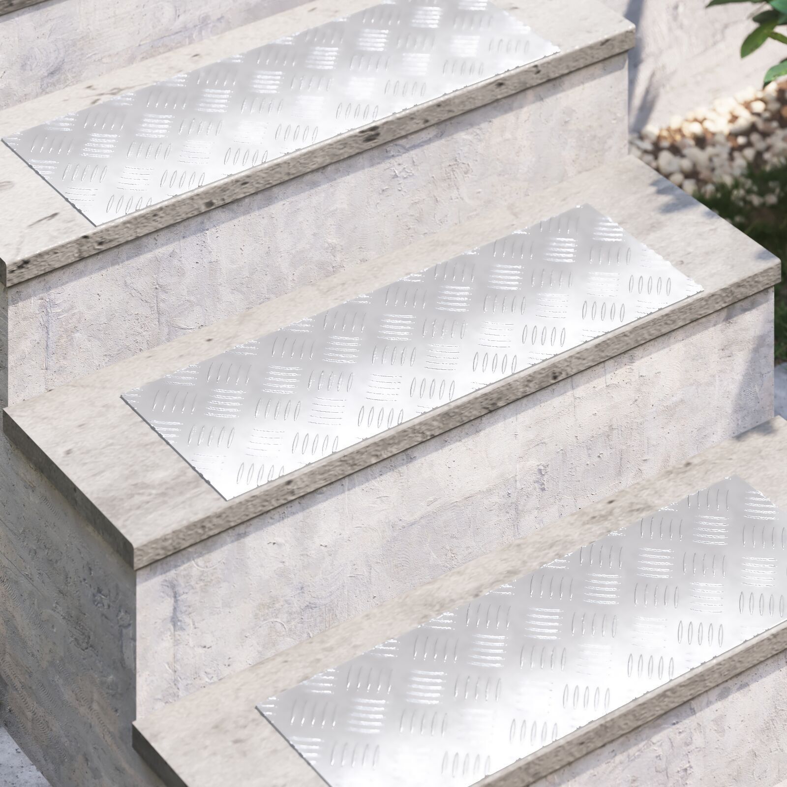 vidaXL Grey Metal 60 x 20 x 0.3 cm Stair Treads Rectangular | vidaXL.co.uk