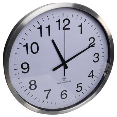 Perel Wall Clock 50 cm White and Sliver | vidaXL.co.uk