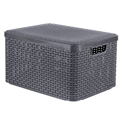 Curver Storage Box with Lid Style L 30L Metallic Silver | vidaXL.co.uk