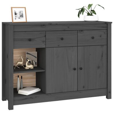 vidaXL Sideboard Grey 100x35x74 cm Solid Wood Pine | vidaXL.co.uk