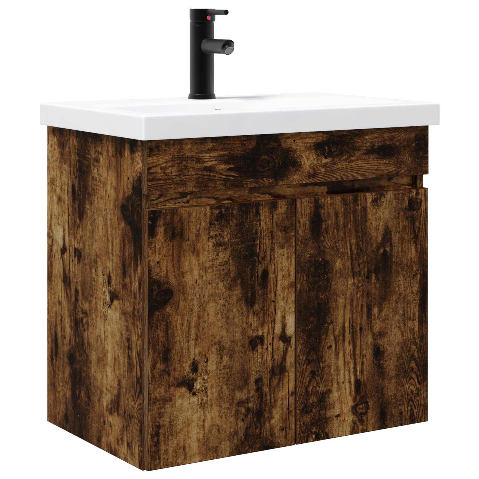 vidaXL Bathroom Vanity Unit with Tap Smoked Oak 61 x 40 x 74.5 cm ...