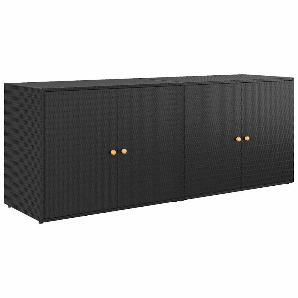 vidaXL Garden Storage Cabinet Black 198x55.5x80 cm Poly Rattan | vidaXL ...