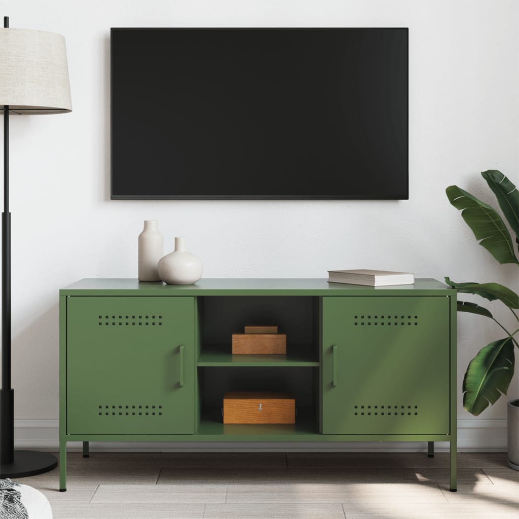 vidaXL TV Cabinet Olive Green 100.5x39x50.5 cm Steel | vidaXL.co.uk