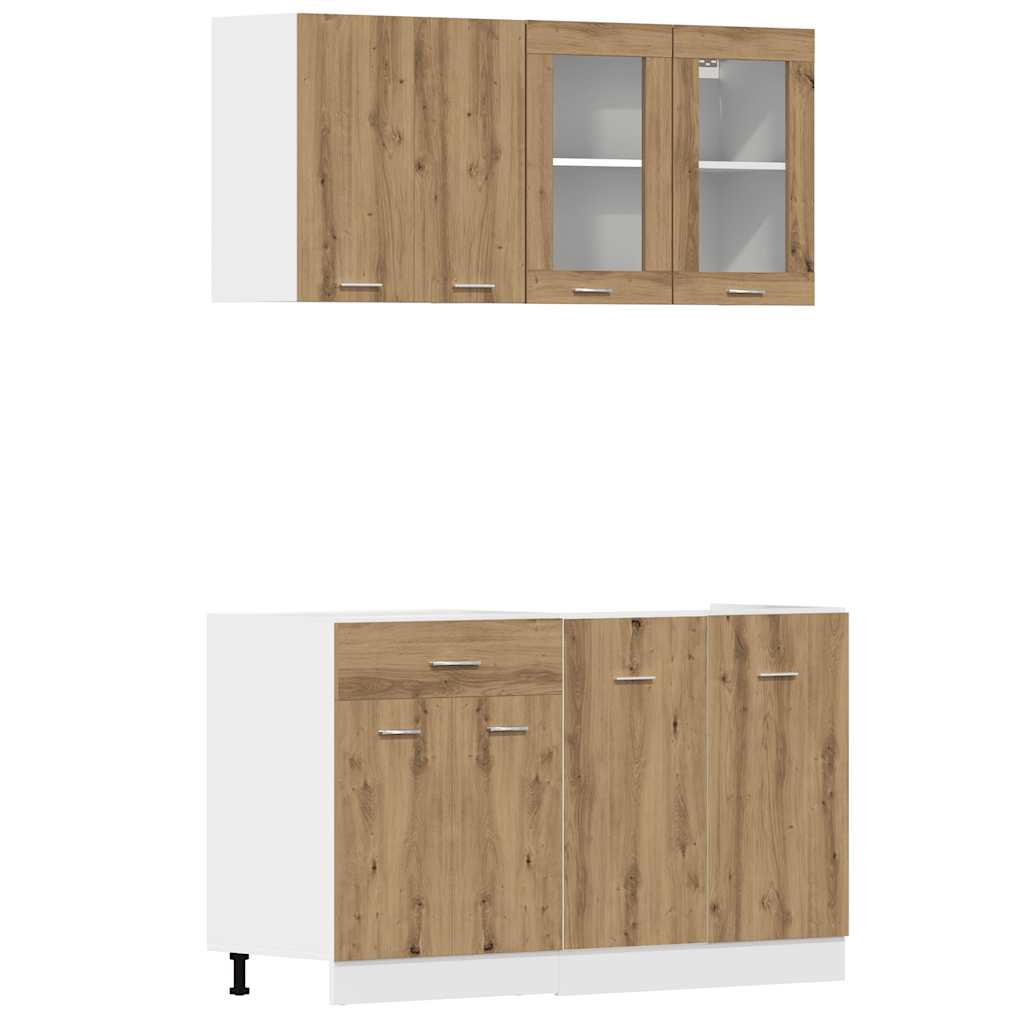 vidaXL 4 Piece Kitchen Cabinet Set Lyon Artisan Oak Engineered Wood ...