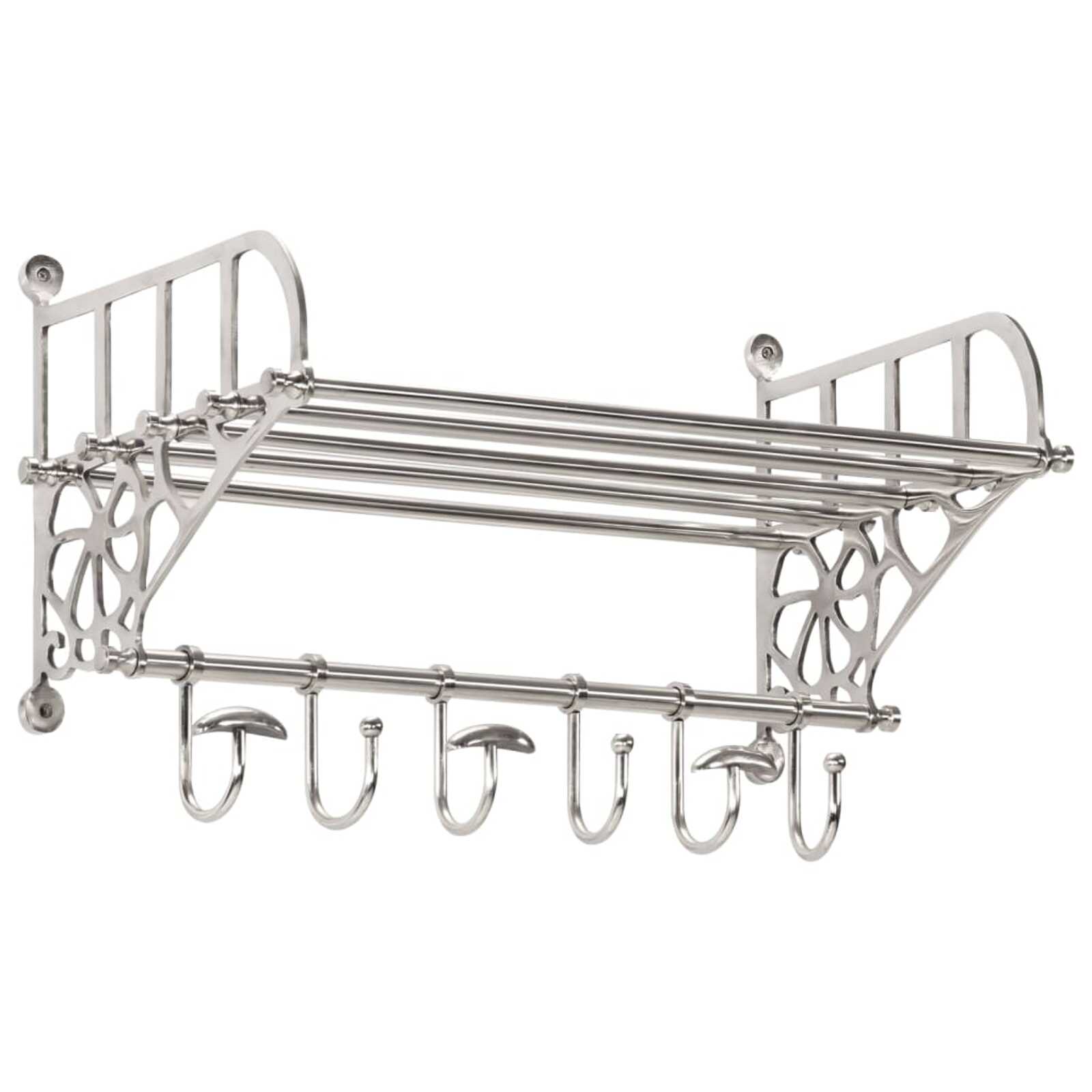vidaXL Luggage Rack with Coat Hangers Wall Mounted Aluminium | vidaXL.co.uk