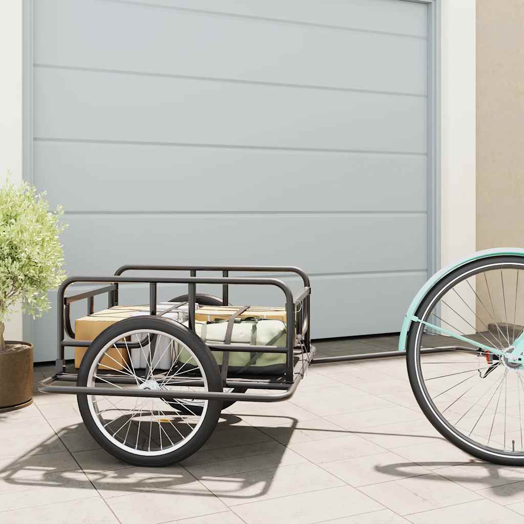 vidaXL Bike Trailer 130x73x48.5 cm Steel Black vidaXL