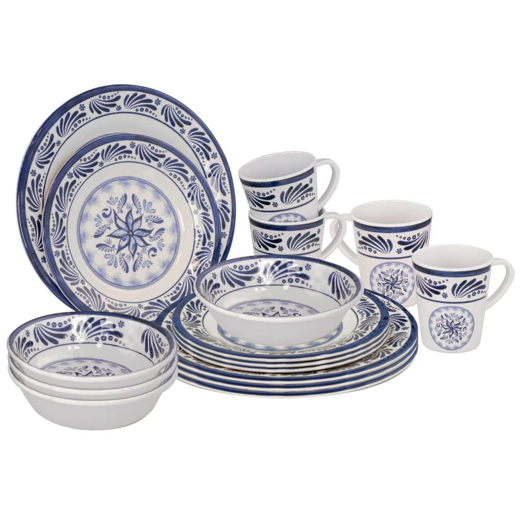 Bo-Camp 16 Piece Tableware Set Old Dutch Melamine Blue | vidaXL.co.uk