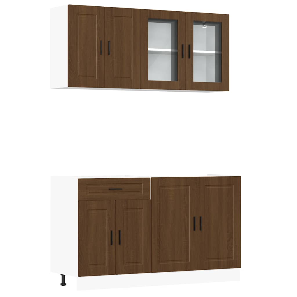 vidaXL 4 Piece Kitchen Cabinet Set Kalmar Brown Oak Engineered Wood ...