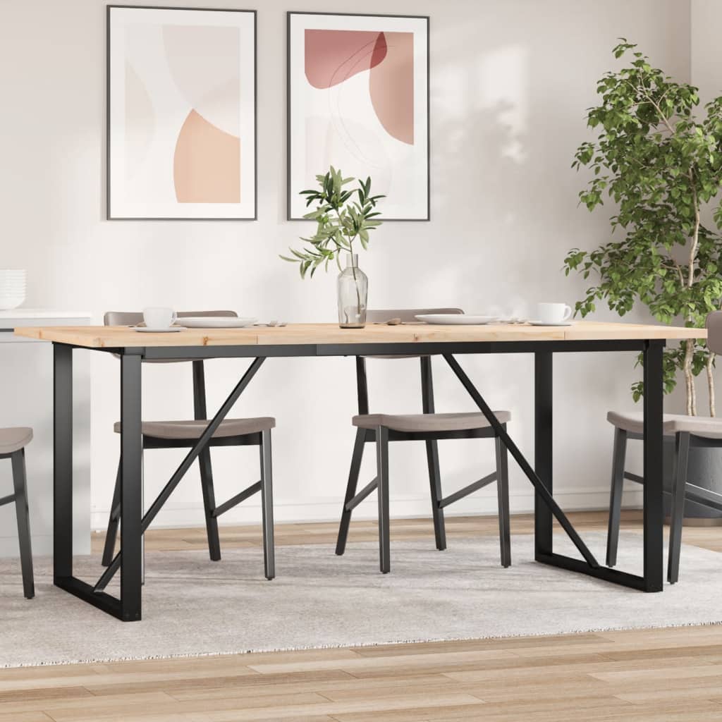 vidaXL Dining Table O-Frame 180x90x75.5 cm Solid Wood Pine and Cast ...
