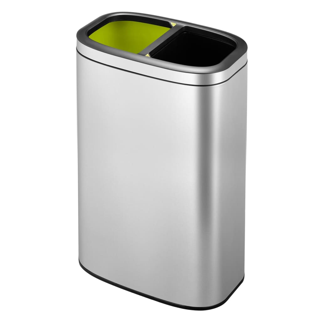 EKO Open Top Waste Bin OLI-Cube 2x20 L Matte Silver | vidaXL.co.uk
