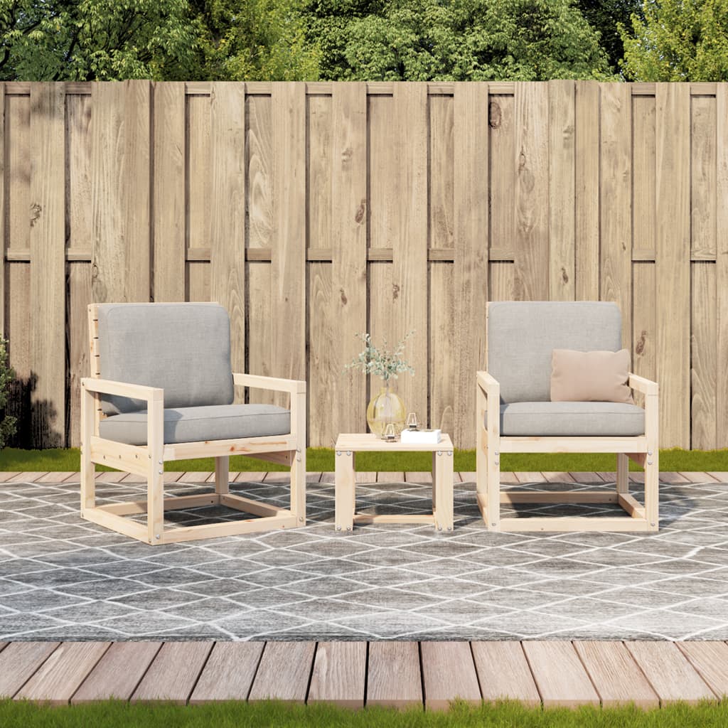 vidaXL 3 Piece Garden Lounge Set Solid Wood Pine | vidaXL.co.uk