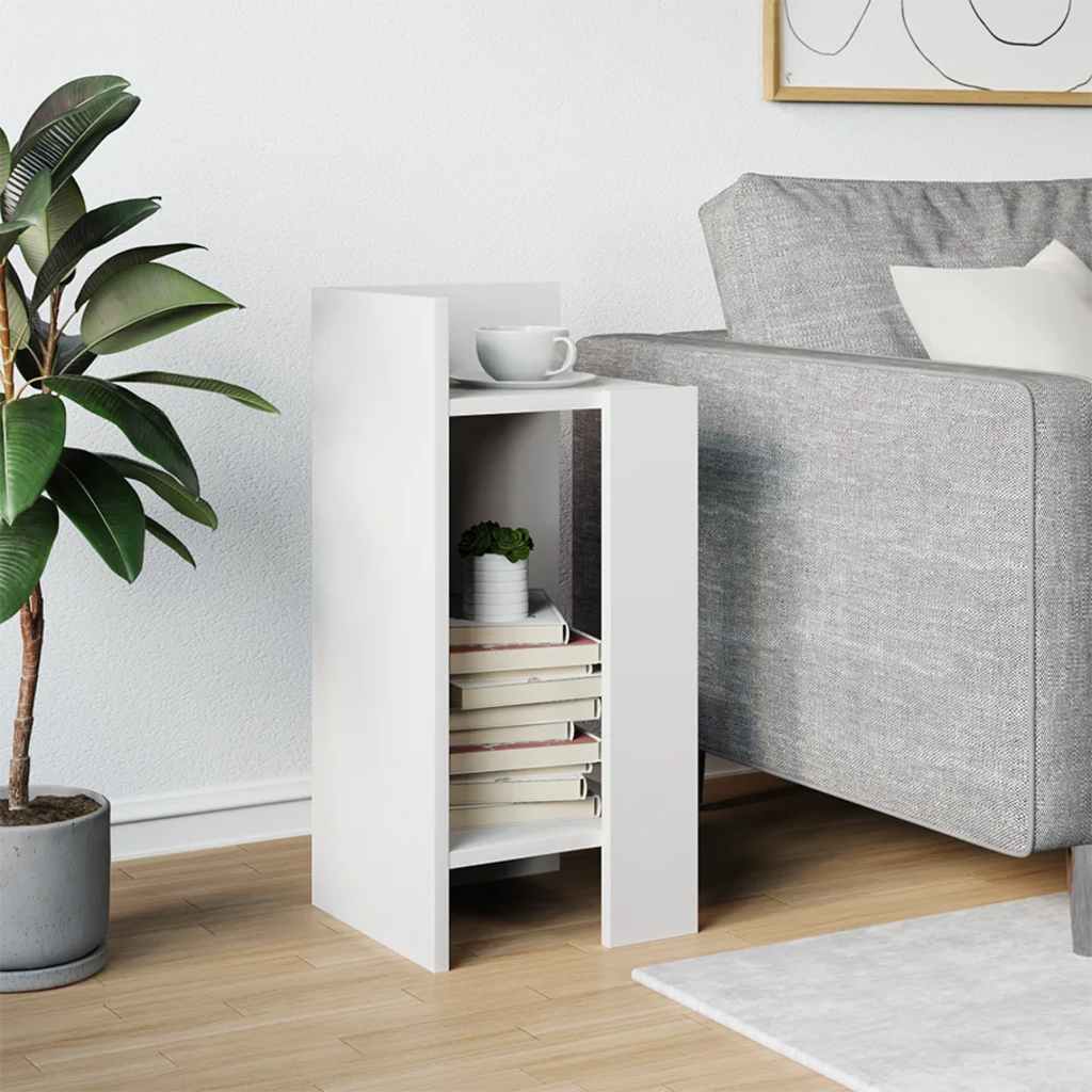 vidaXL Side Table with Shelf White 25.5x27x60 cm | vidaXL.co.uk
