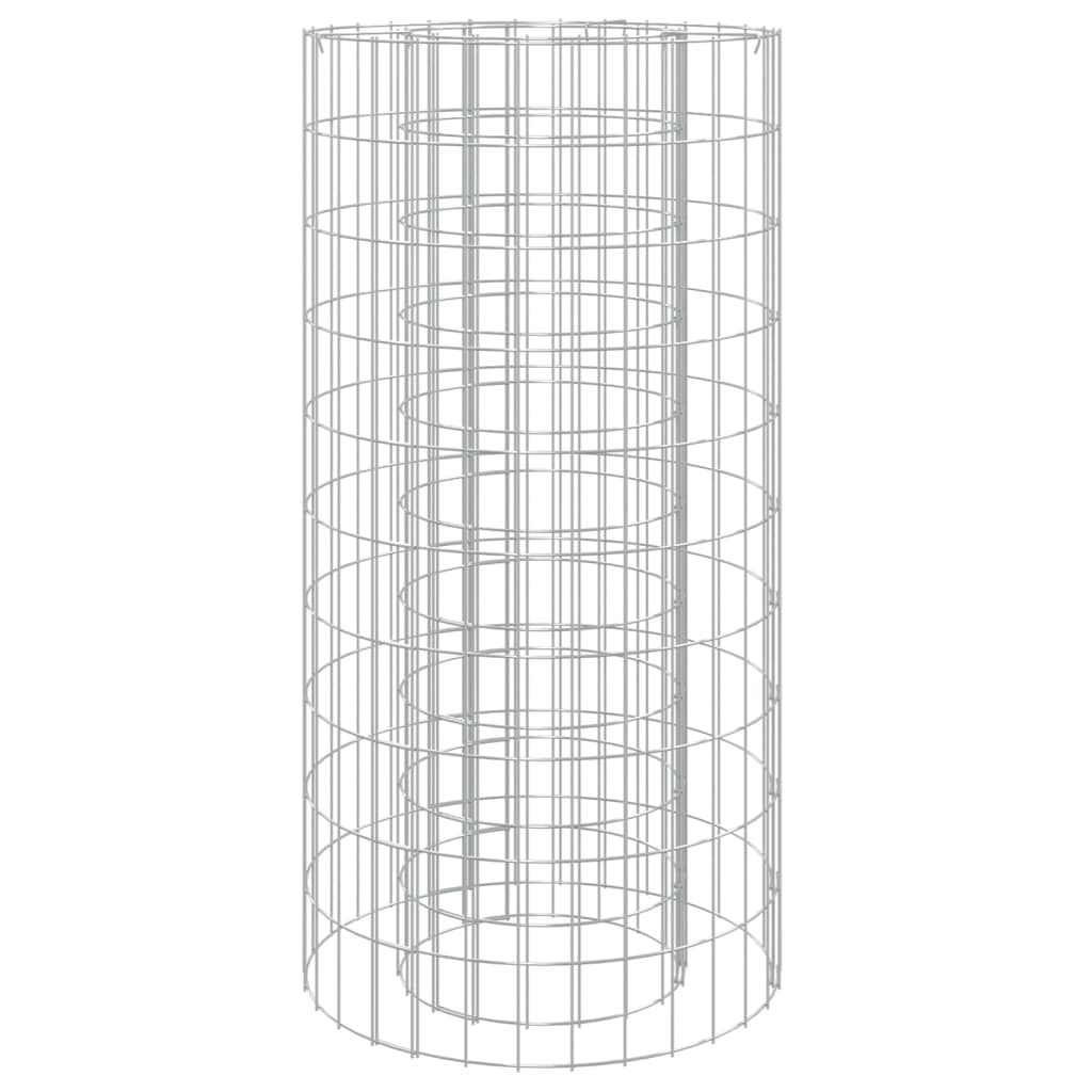 vidaXL Gabion Fire Pit Ø 50 cm Galvanised Iron | vidaXL.co.uk