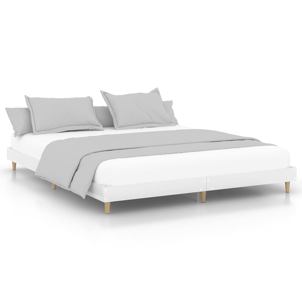 vidaXL Bed Frame High Gloss White 150x200 cm Engineered Wood | vidaXL.co.uk