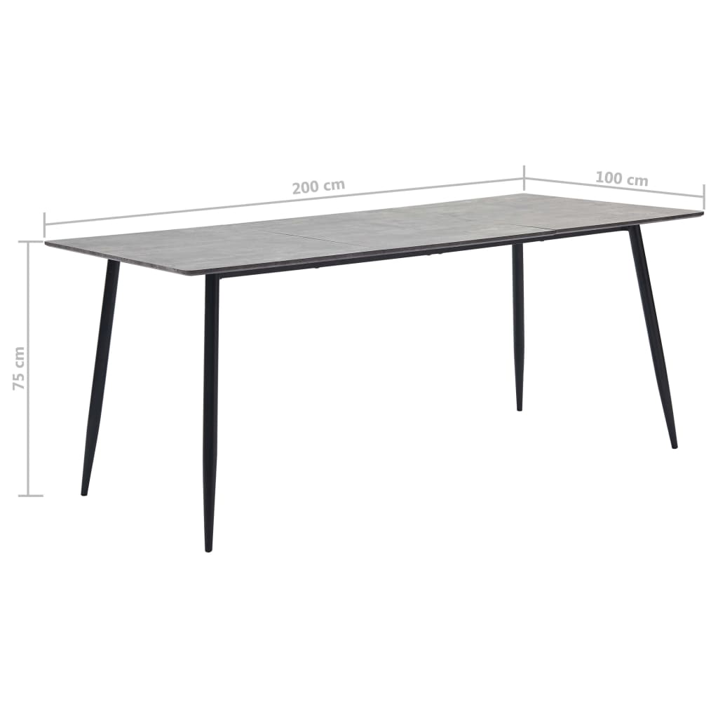 vidaXL Dining Table Grey 200x100x75 cm MDF | vidaXL.co.uk