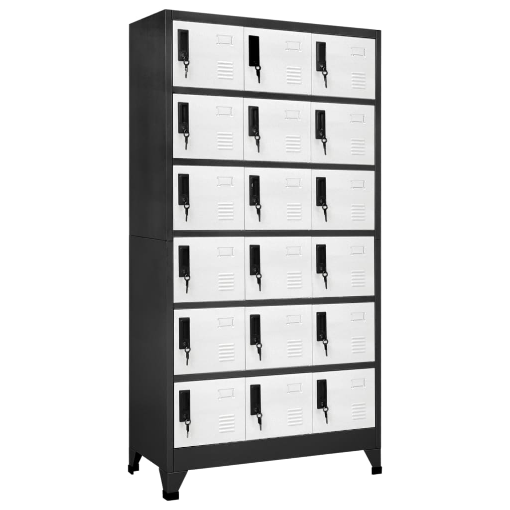 vidaXL Locker Cabinet Anthracite and White 90x40x180 cm Steel | vidaXL ...