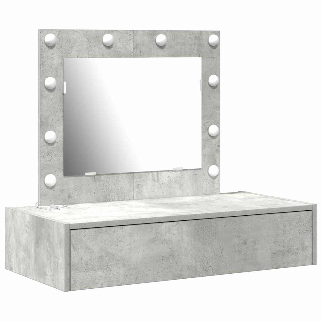 vidaXL Wall Hanging Dressing Table with LED Lights Concrete Grey ...