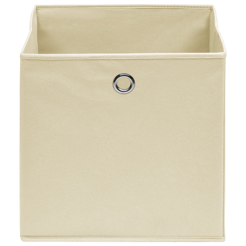 vidaXL Storage Boxes 10 pcs Cream 32x32x32 cm Fabric | vidaXL.co.uk