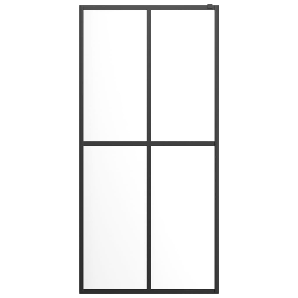 vidaXL Walk-in Shower Wall with Shelf Black 80x195 cm ESG Glass ...