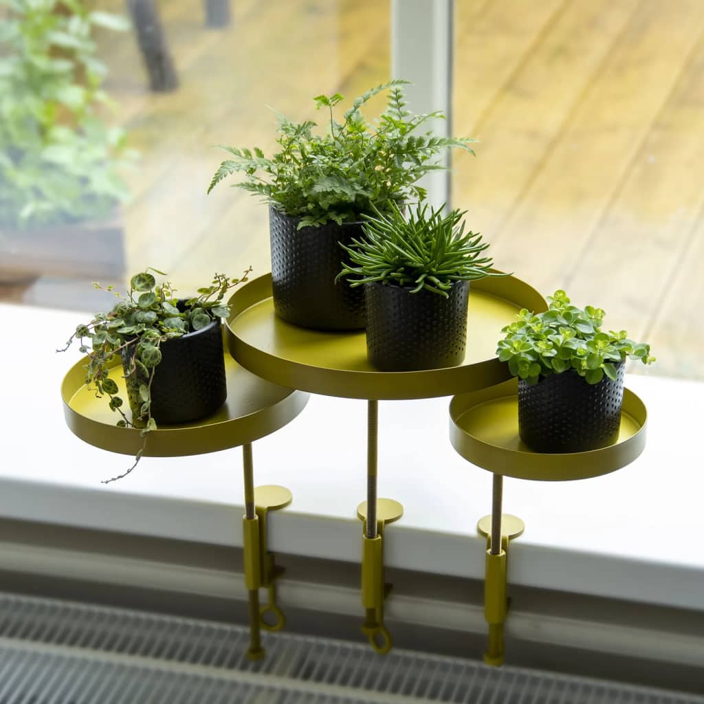 Esschert Design Plant Tray with Clamp Round Gold L | vidaXL.co.uk