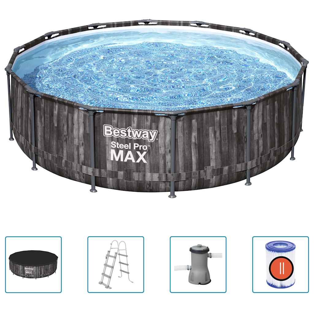 Bestway Steel Pro MAX Swimming Pool Set Round 427x107 cm | vidaXL.co.uk