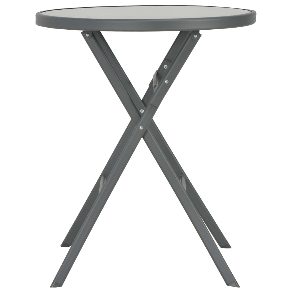 vidaXL Folding Bistro Table Grey 60x70 cm Glass and Steel | vidaXL.co.uk