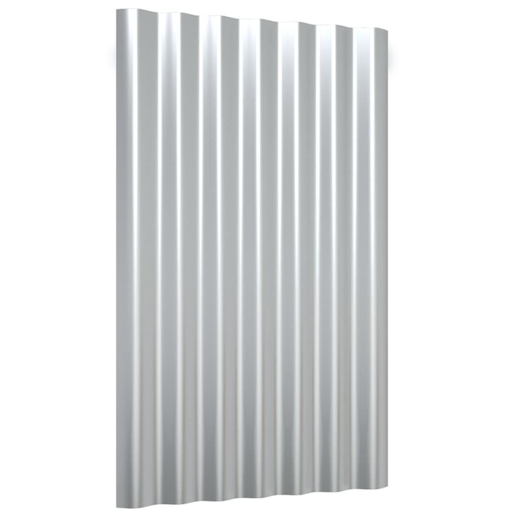 vidaXL Roof Panels 12 pcs Powder-coated Steel Silver 60x36 cm | vidaXL ...