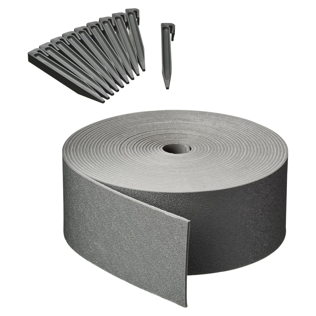 Nature Garden Border Edging and Spike Set Grey | vidaXL.co.uk