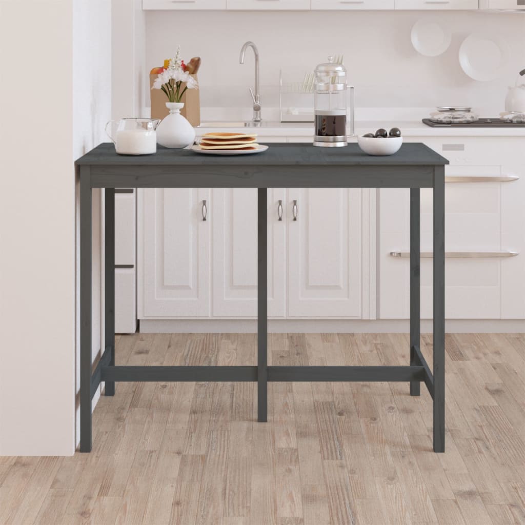 vidaXL Bar Table Grey 140x80x110 cm Solid Wood Pine | vidaXL.co.uk