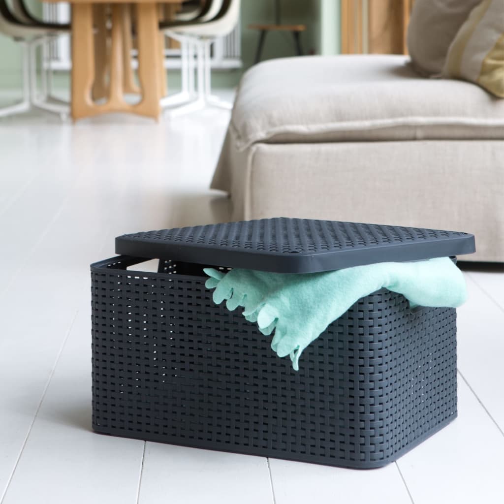 Curver Storage Box with Lid Style L 30L Metallic Silver | vidaXL.co.uk