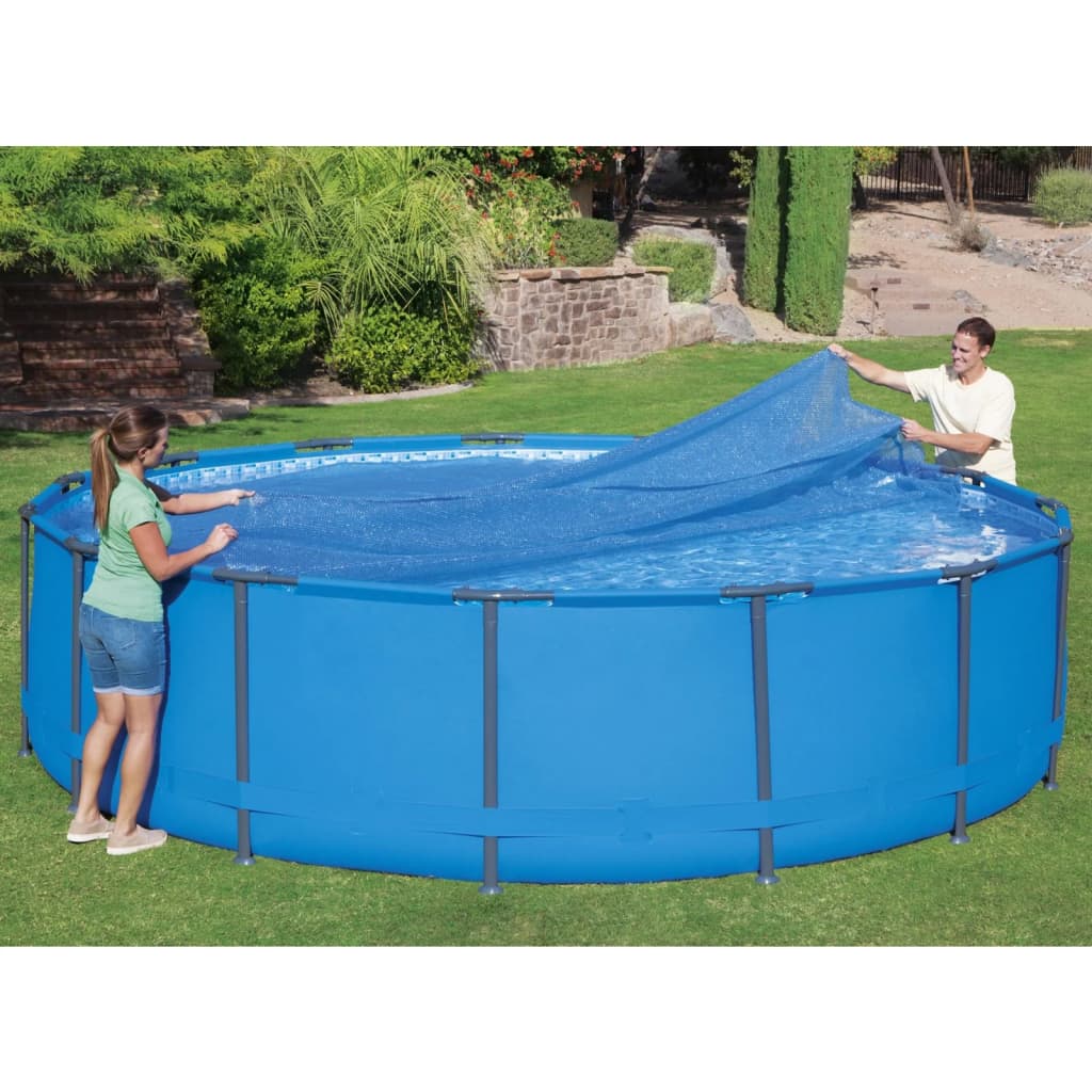 Bestway Solar Pool Cover Flowclear Round 462 cm Blue | vidaXL.co.uk