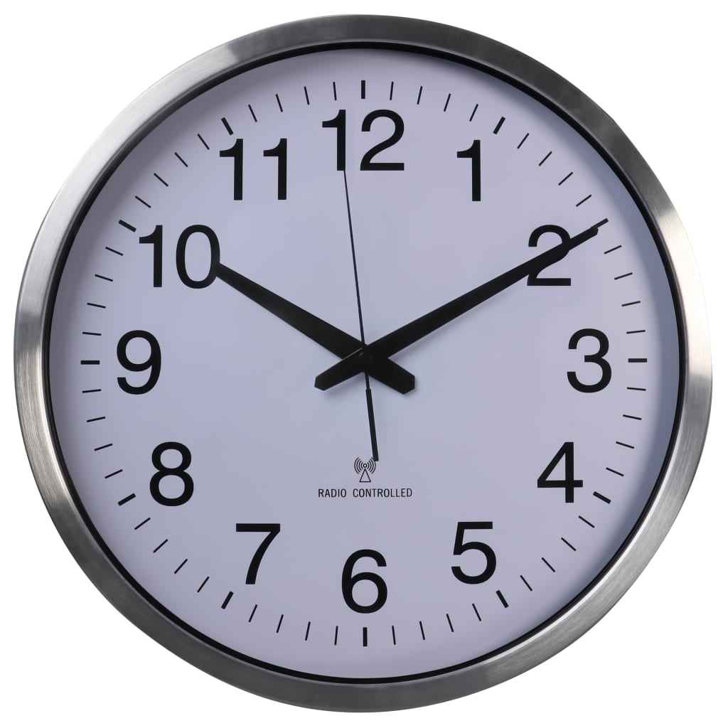 Perel Wall Clock 50 cm White and Sliver | vidaXL.co.uk