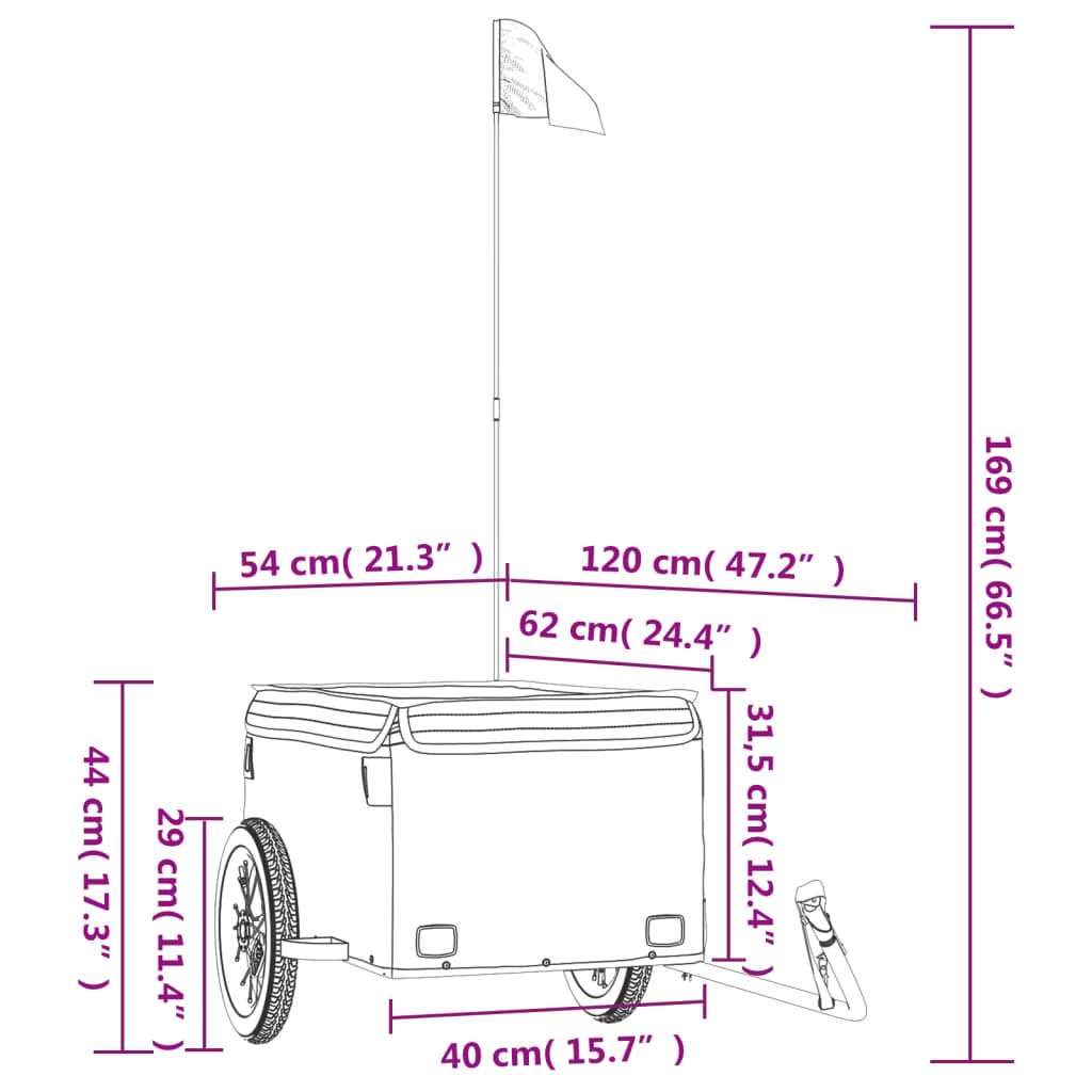 vidaXL Bike Cargo Trailer Black 30 kg Iron | vidaXL.co.uk